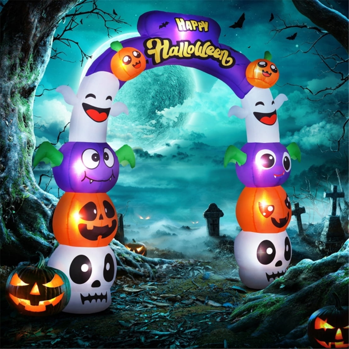 8FT Tall Halloween Inflatables Archway Ghost, Giant Halloween Outdoors ...