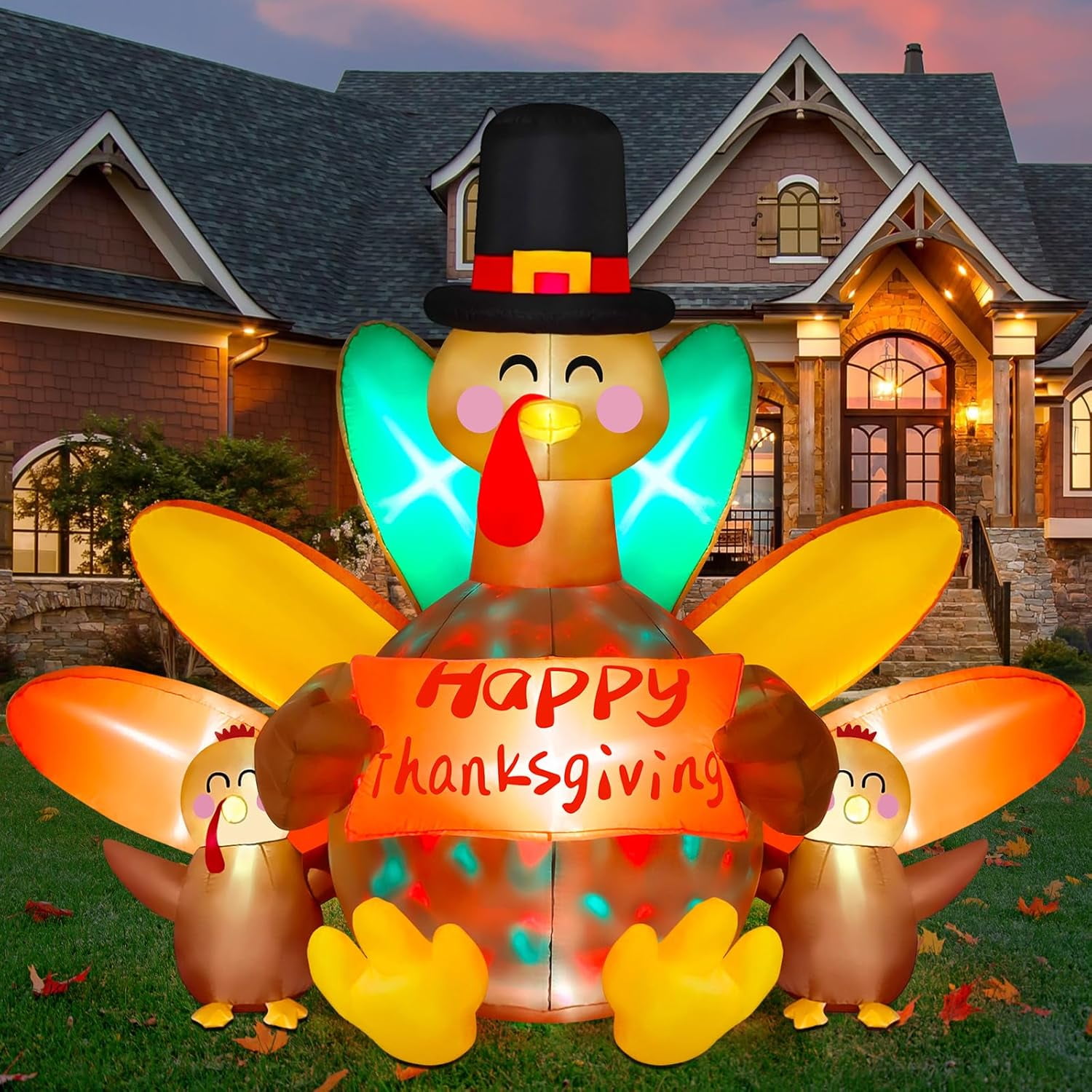 8FT Thanksgiving Inflatable Turkey Outdoor Decorations, Huge Inflatable ...