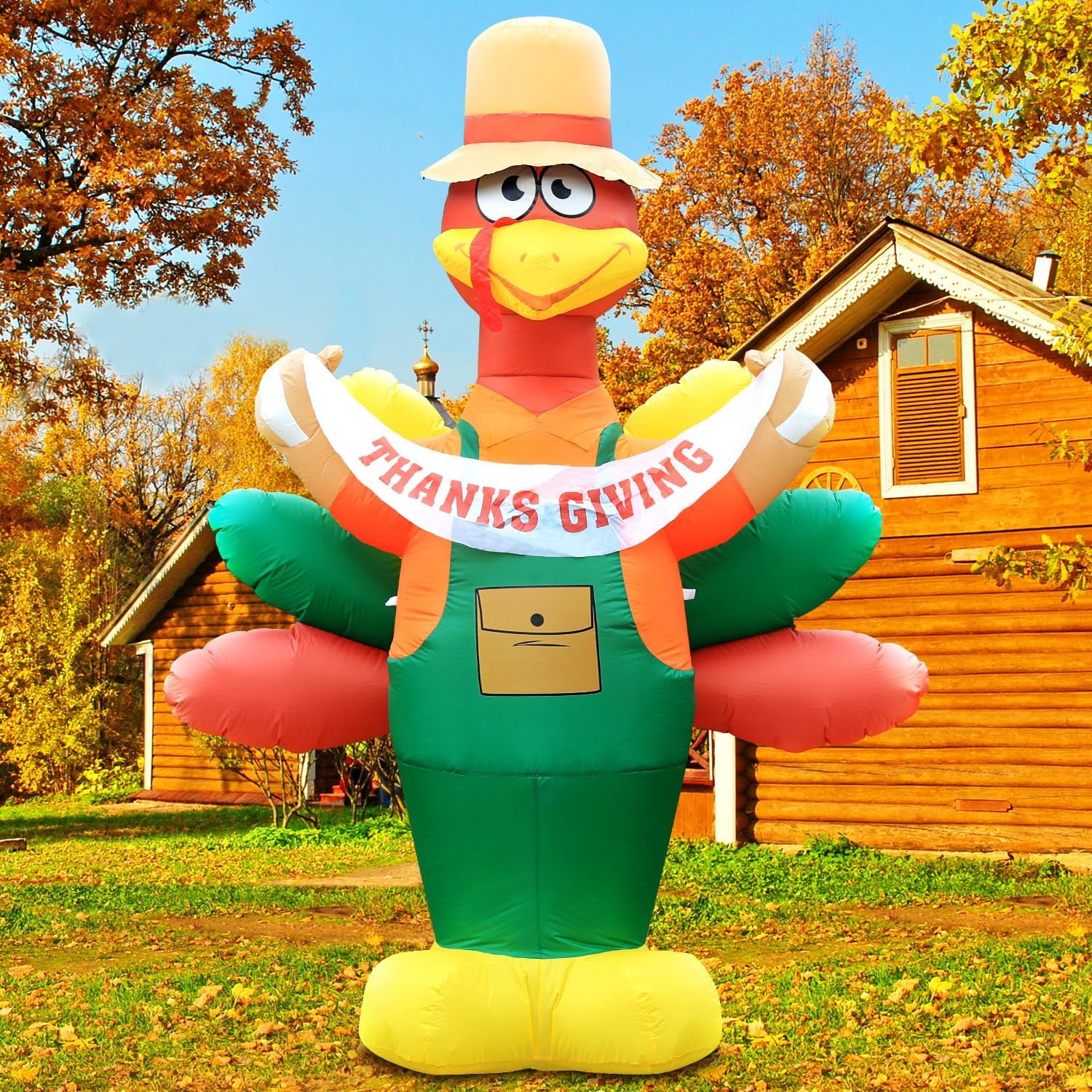 8FT Thanksgiving Turkey Inflatables Decorations, Blow Up Turkey ...