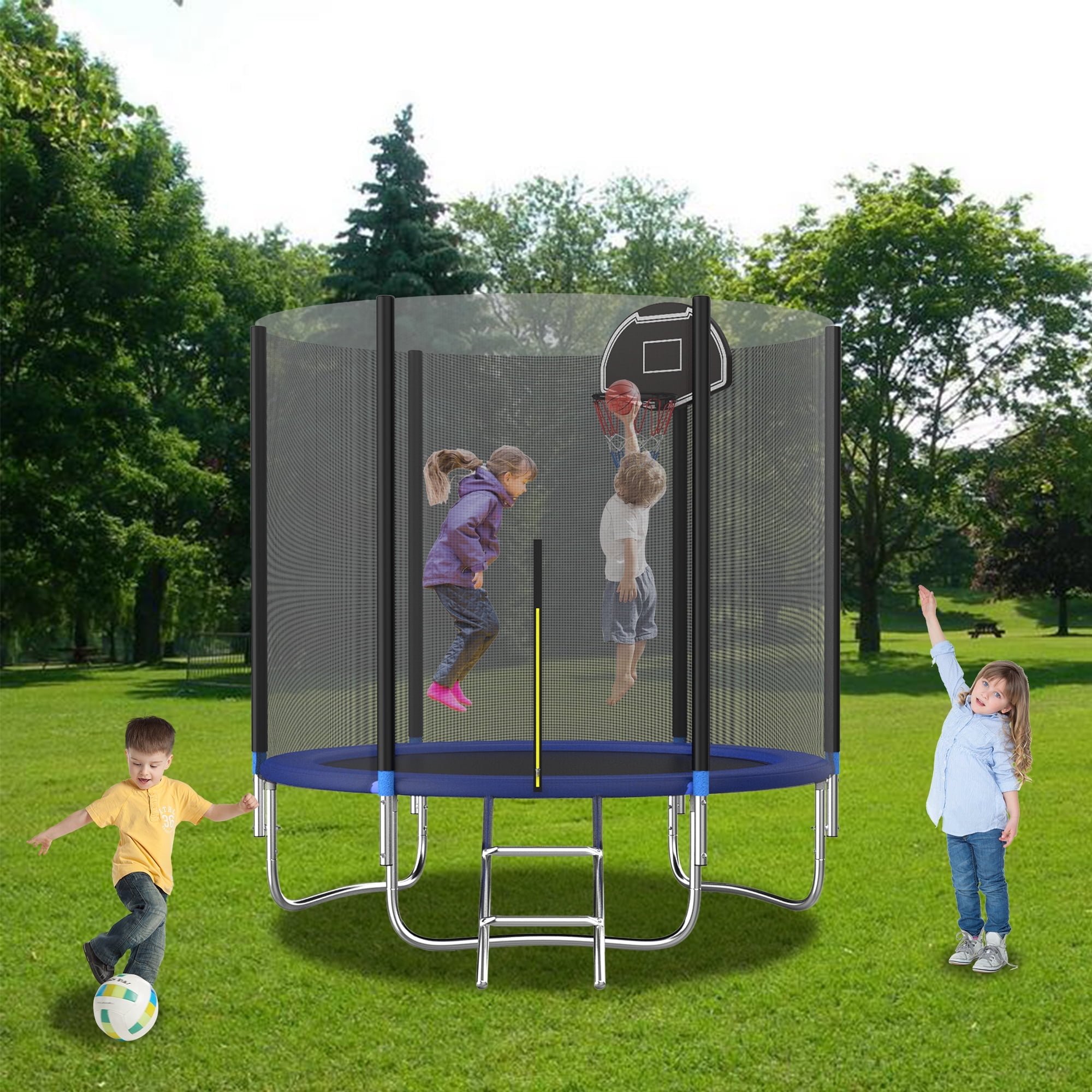 8FT Tranpoline for Kids with Safety Enclosure Net Recreational ...