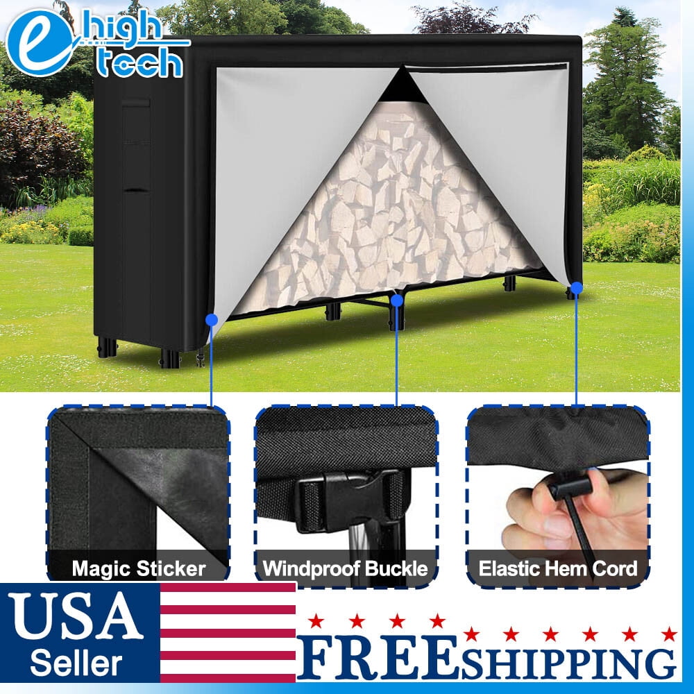 8FT Waterproof Firewood Log Rack Cover Heavy Duty Outdoor Wood Holder ...
