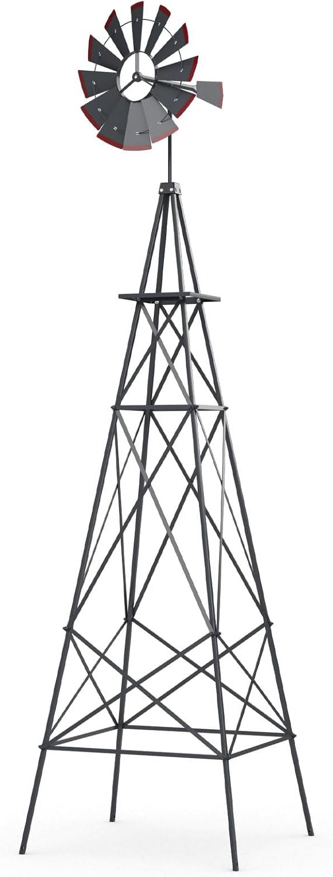 8FT Windmill for Yard, Metal Ornamental Weather Vane with Triangular ...
