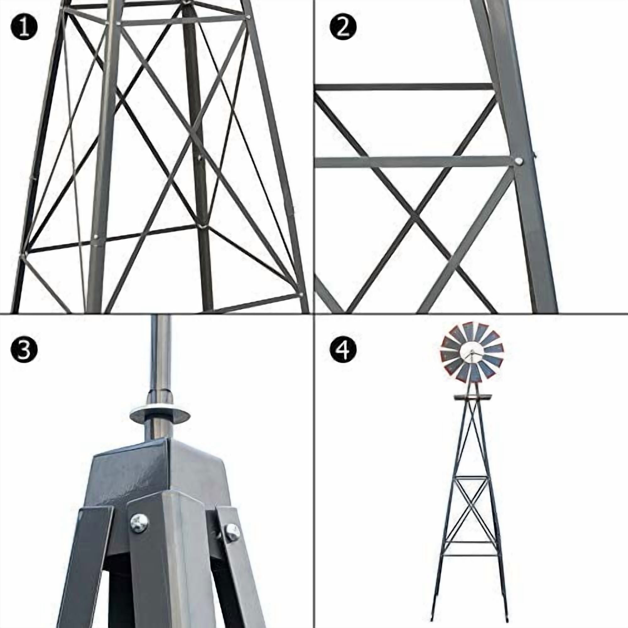 8FT Windmill for Yard Garden Metal Ornamental Wind Mill Weather Vane ...