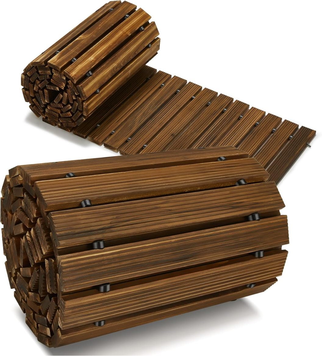 8FT Wooden Garden Pathway,Outdoor Roll Out Decorative Straight Walkway ...