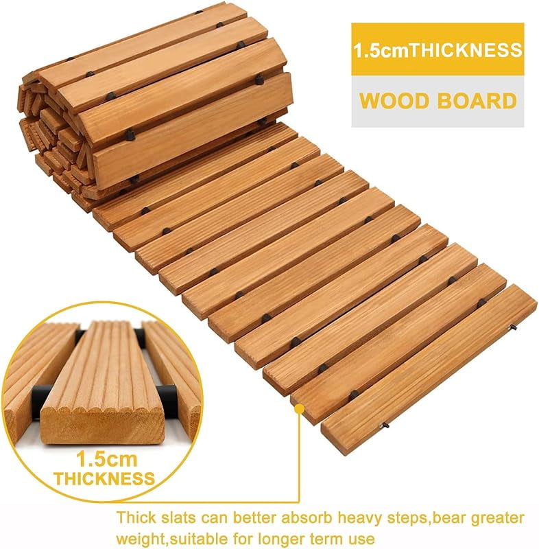 8FT Wooden Garden Pathway，Roll Out Wooden Pathway Weather-Resistant ...