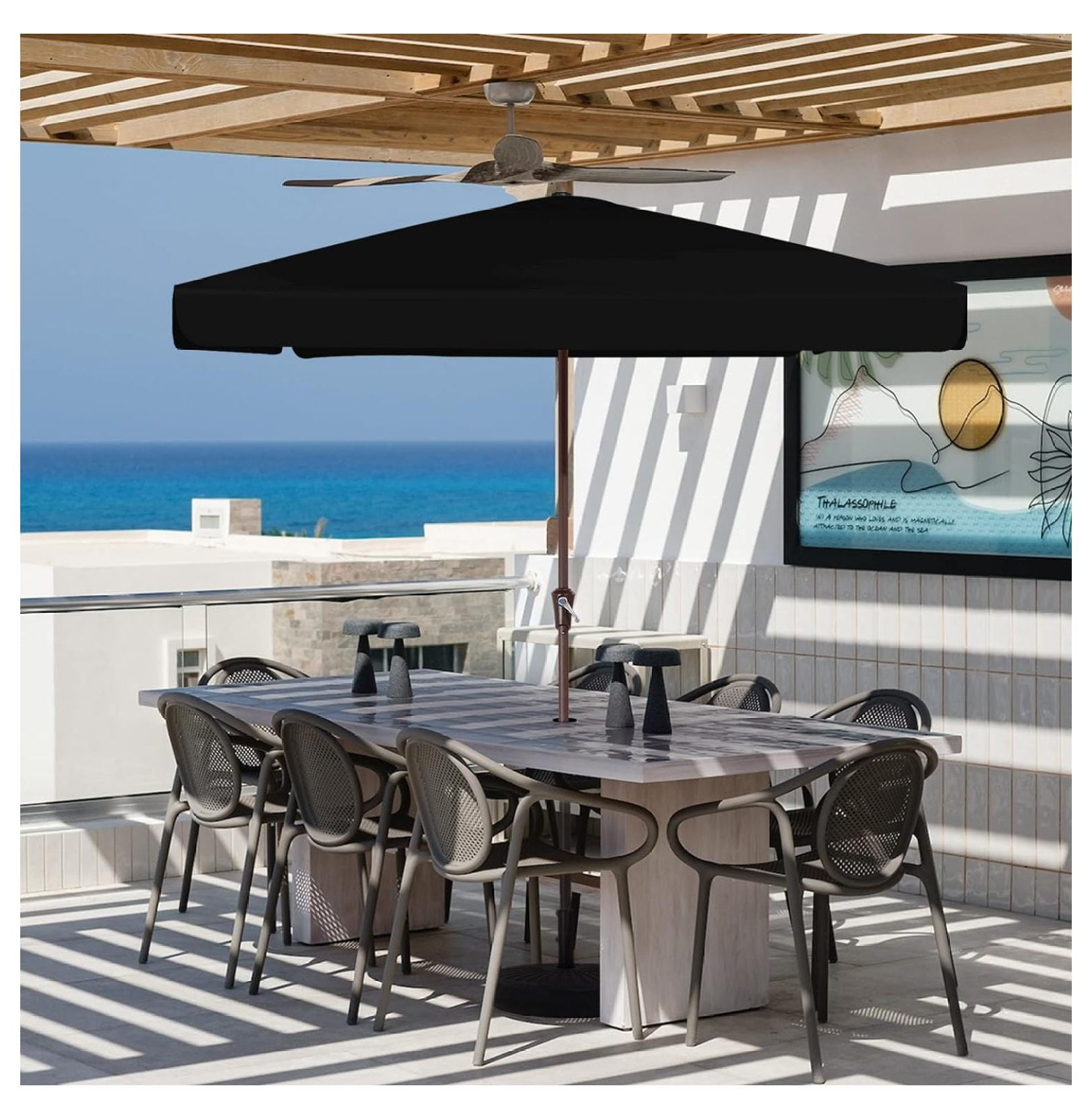8FT x 10FT Rectangular Patio Umbrellas Outdoor Large Market Umbrella ...