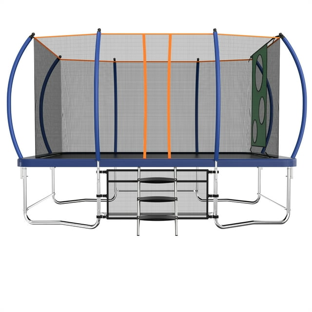 8FT x 14FT Heavy Duty Trampoline with Enclosure Net, Football Bag ...