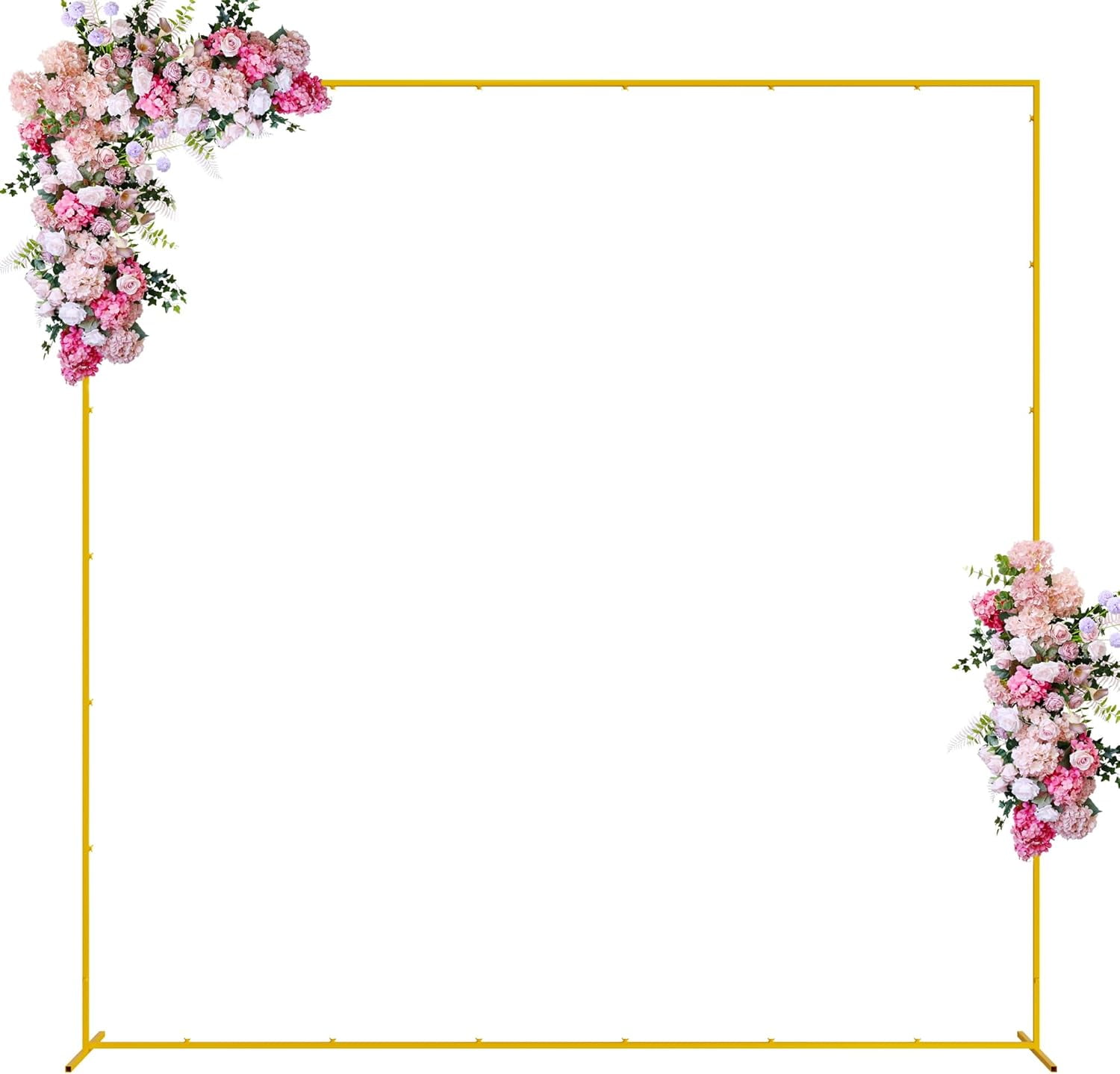 8FT x 8FT Gold Wedding Arch Square Backdrop Stand Metal Balloon Arch ...