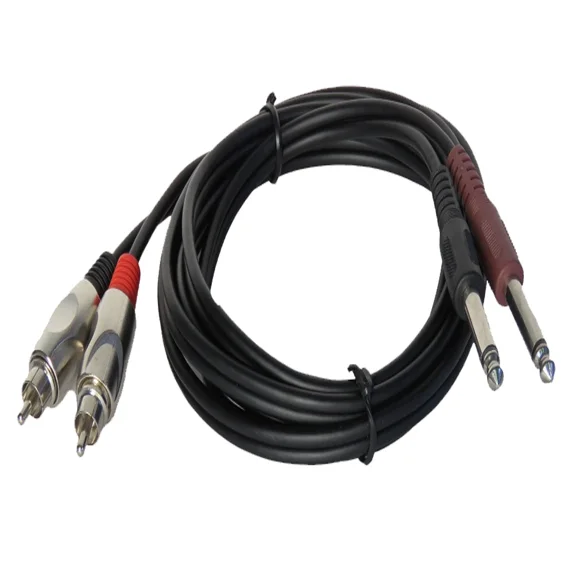 8Ft 2-1/4In (6.3Mm) Mono Male Pa Audio Cable To 2-Rca Male Mixer Cable ...