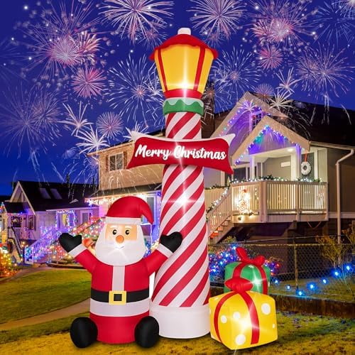 8Ft Christmas Decorations Outdoor Inflatables Giant Santa Claus Stands ...
