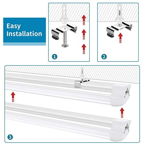8Ft LED Shop Light Fixture, 72W, 8640LM, 6000K, T8 Integrated LED Tube ...