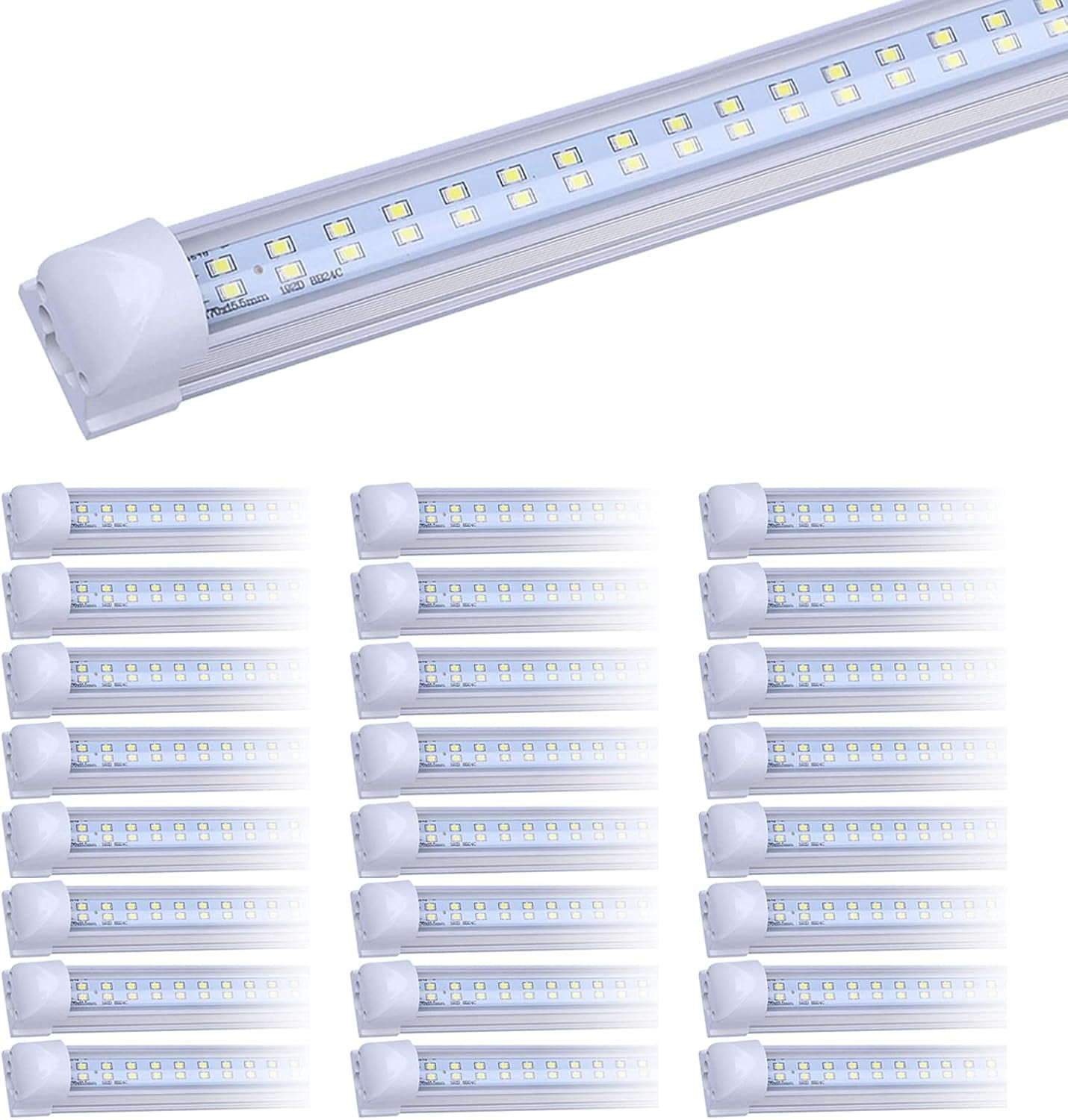 8Ft LED Shop Light Fixture, 72W, 8640LM, 6000K, T8 Integrated LED Tube ...