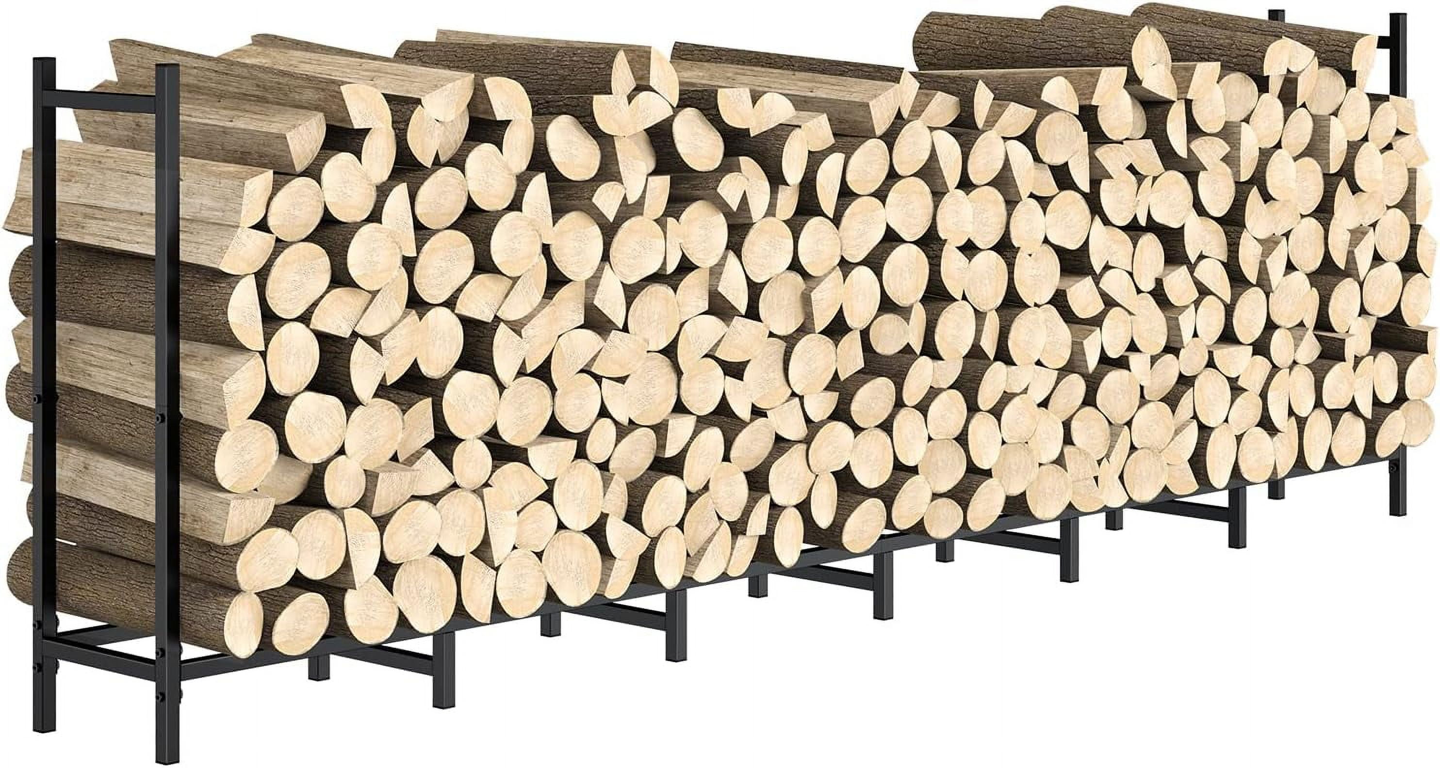 8Ft Outdoor Firewood Rack Holder For Fireplace Wood Storage, Adjustable ...