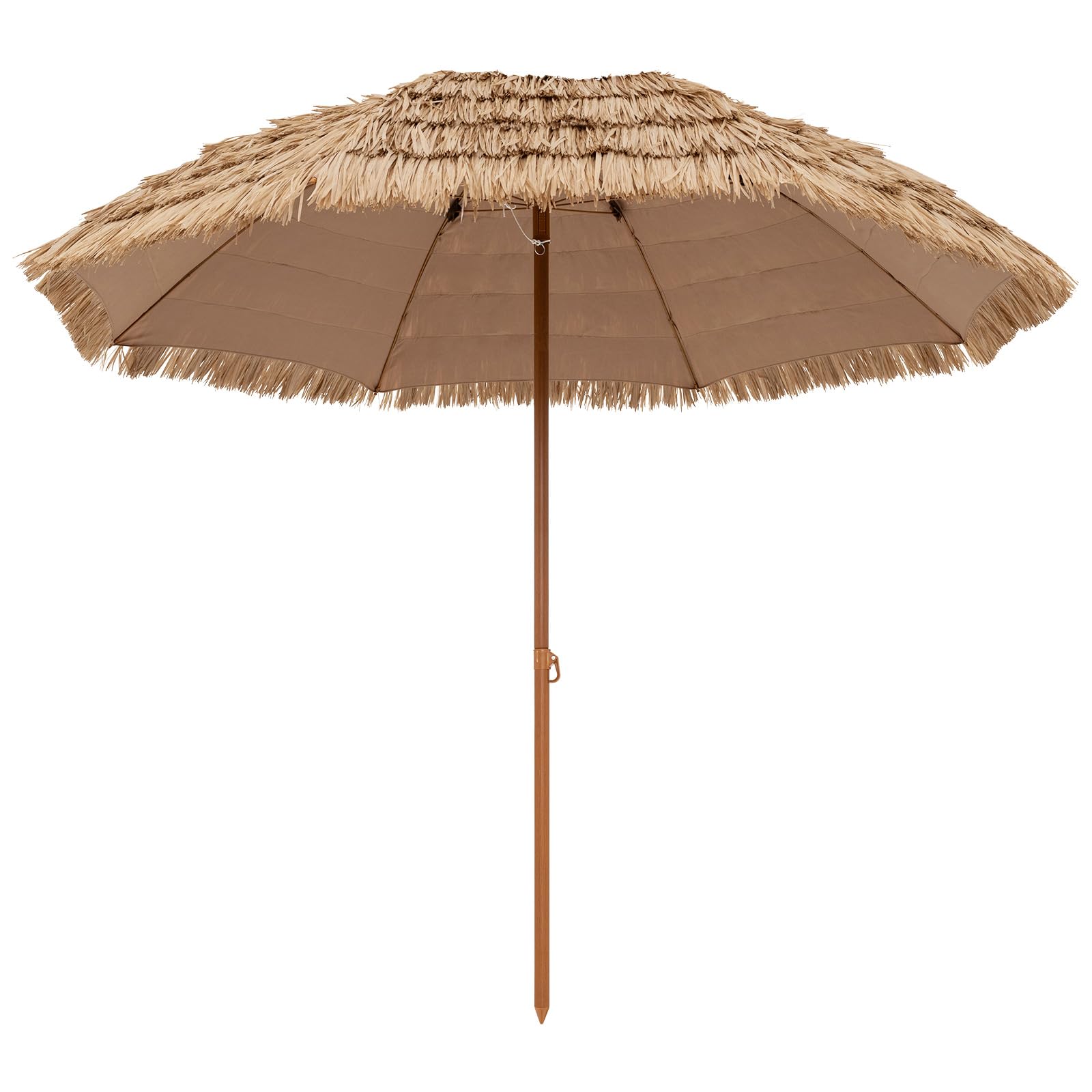 8Ft Outdoor Tiki Umbrella, Hawaiian PE Grass Thatch Roof Adjustable ...