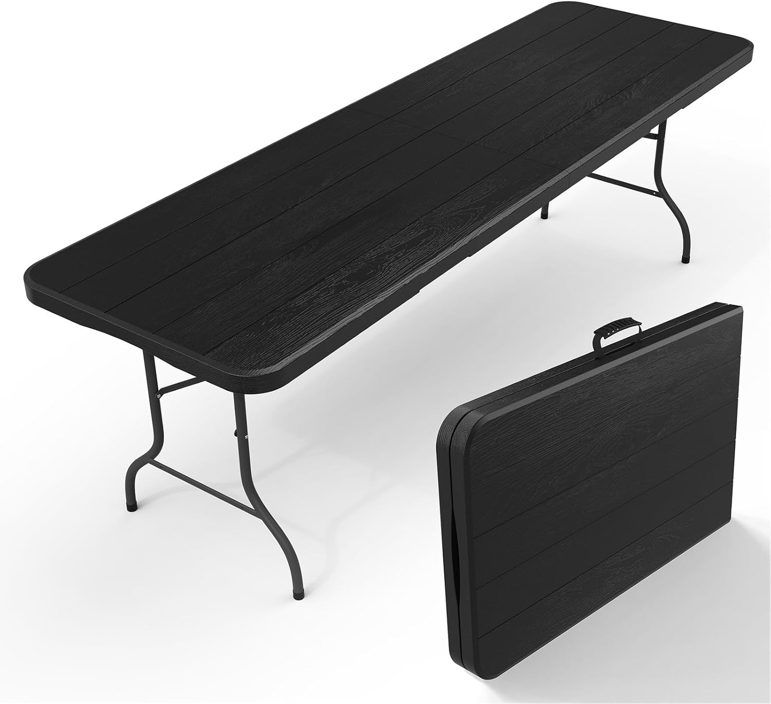 8Ft Plastic Folding Table Heavy Duty Portable Folding Tables 400 lbs ...
