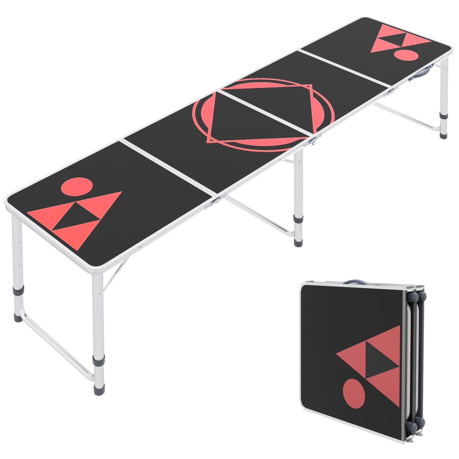 8Ft Portable Beer Pong Table, Folding Camping Table, Aluminum Picnic ...