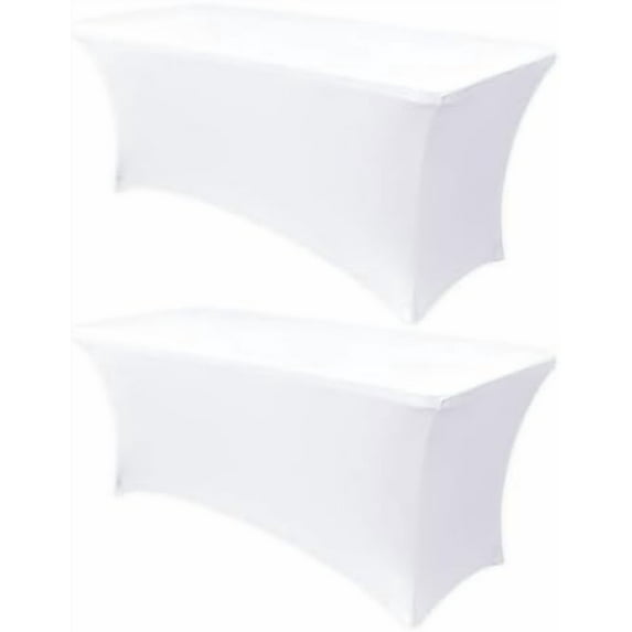 8Ft Stretch White Spandex Table Cover for Standard Folding Tables - 2 ...