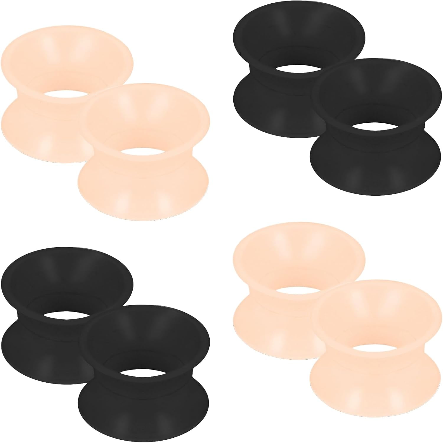 8G-25mm Solid Soft Silicone Gauges Tunnels Plugs for Ears Double Flared ...