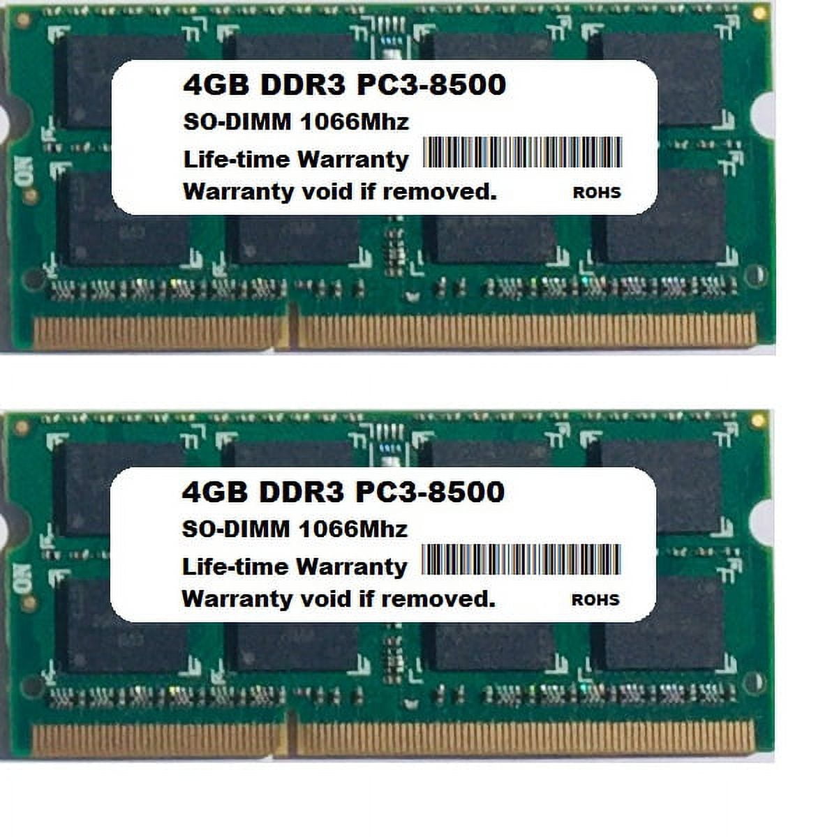 8GB 2x 4GB DDR3 PC3-8500 SODIMM 1066 MHz Laptop Notebook RAM Memory ...