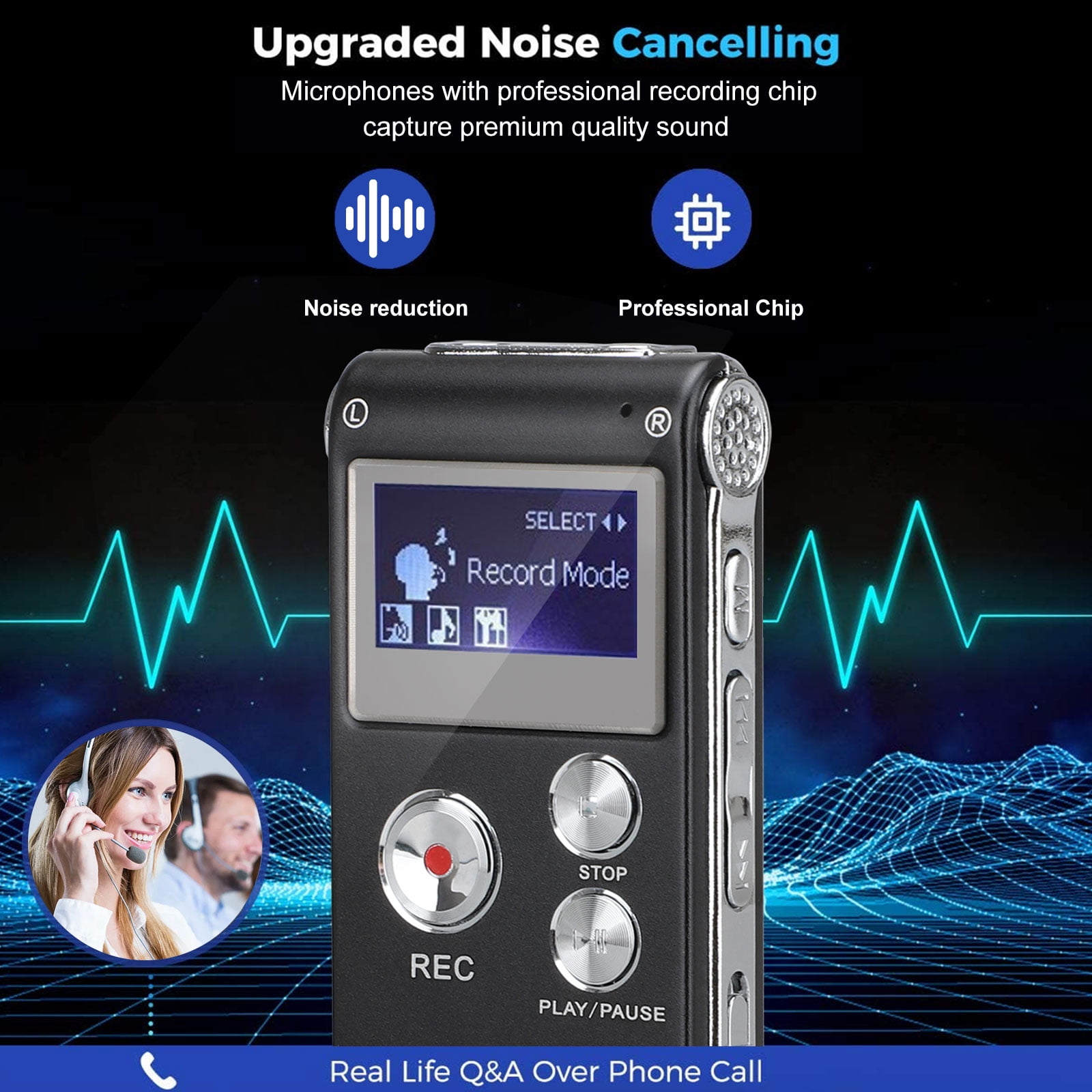 8GB Digital Voice Recorder - Upgraded Voice Activated Recorder with ...