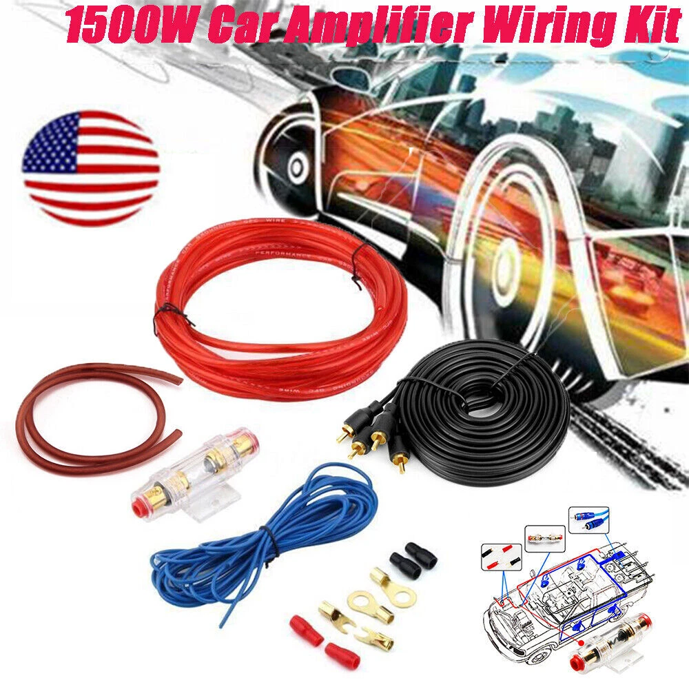 8Gauge Cable Set Amp Amplifier Install Rca Subwoofer Sub Wiring For Car ...