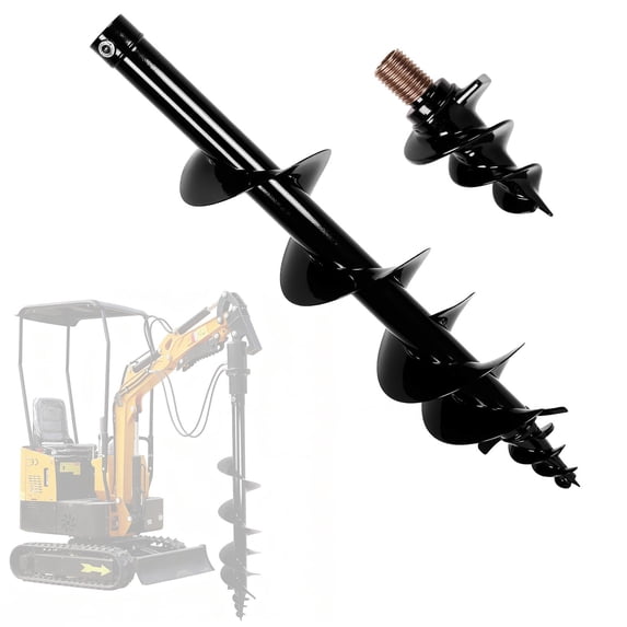 8In/200mm Mini Excavator Hydraulic Auger Replace Rod, 34In Alloy Steel ...