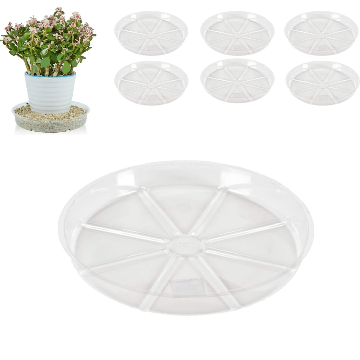 8In Clear Plant Saucers,12Pack Portable Plant Drip Trays for Pots,QZS ...