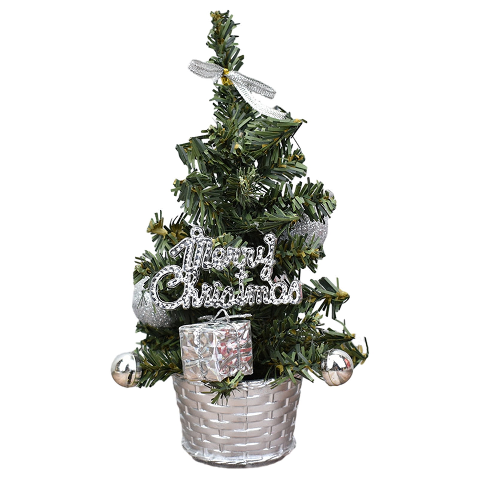 8Inch Mini Tabletop Christmas Tree, Artificial Mini Xmas Pine Tree with ...