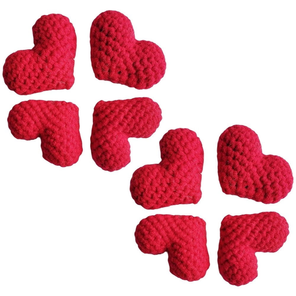 8Jiibva Pcs Red Heart Ornaments Knitted Crochet Heart Ornament Handmade ...