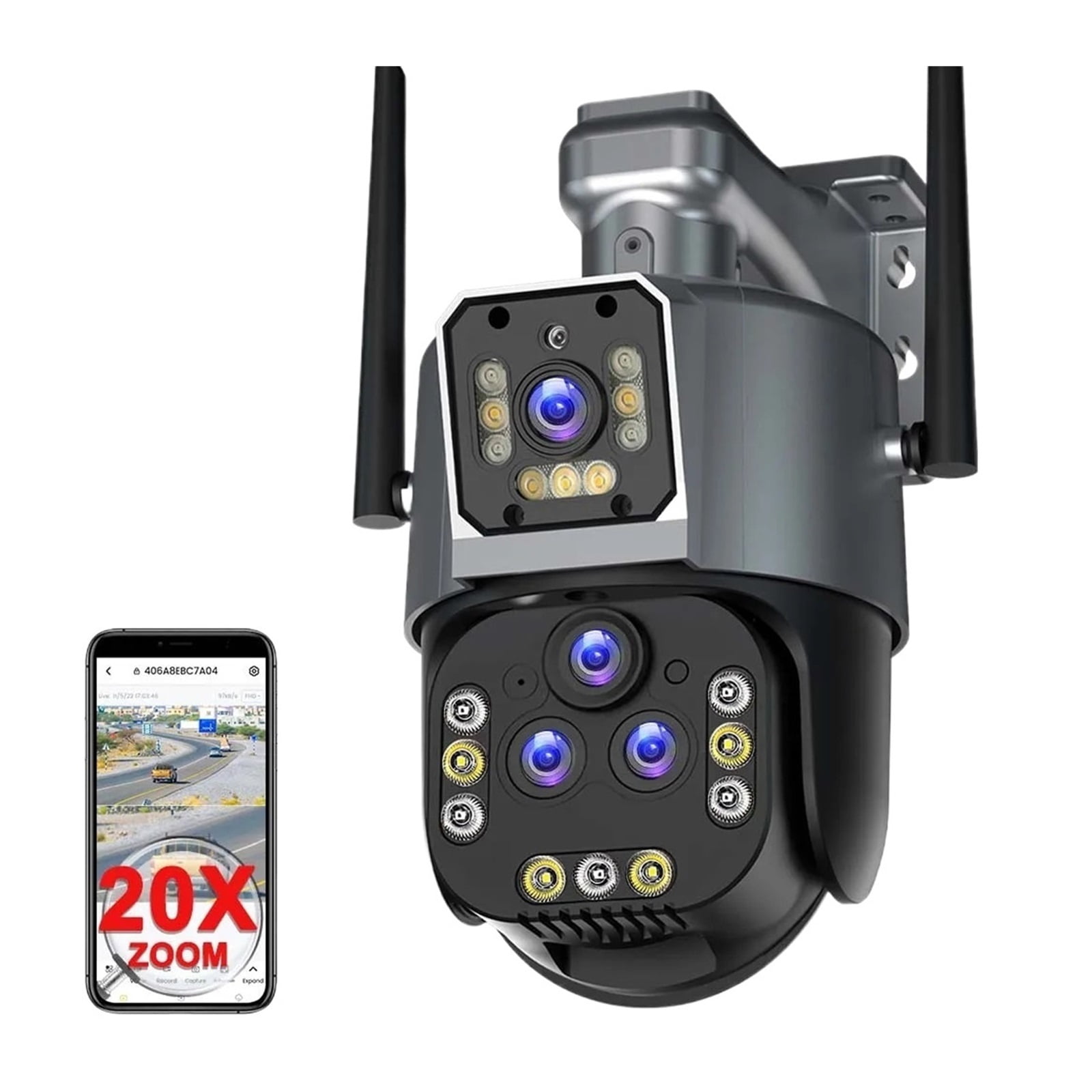 8K 16MP IP Camera 20X Zoom PTZ Outdoor Wireless Security Camera Four Lens CCTV Cam 4K Video ...