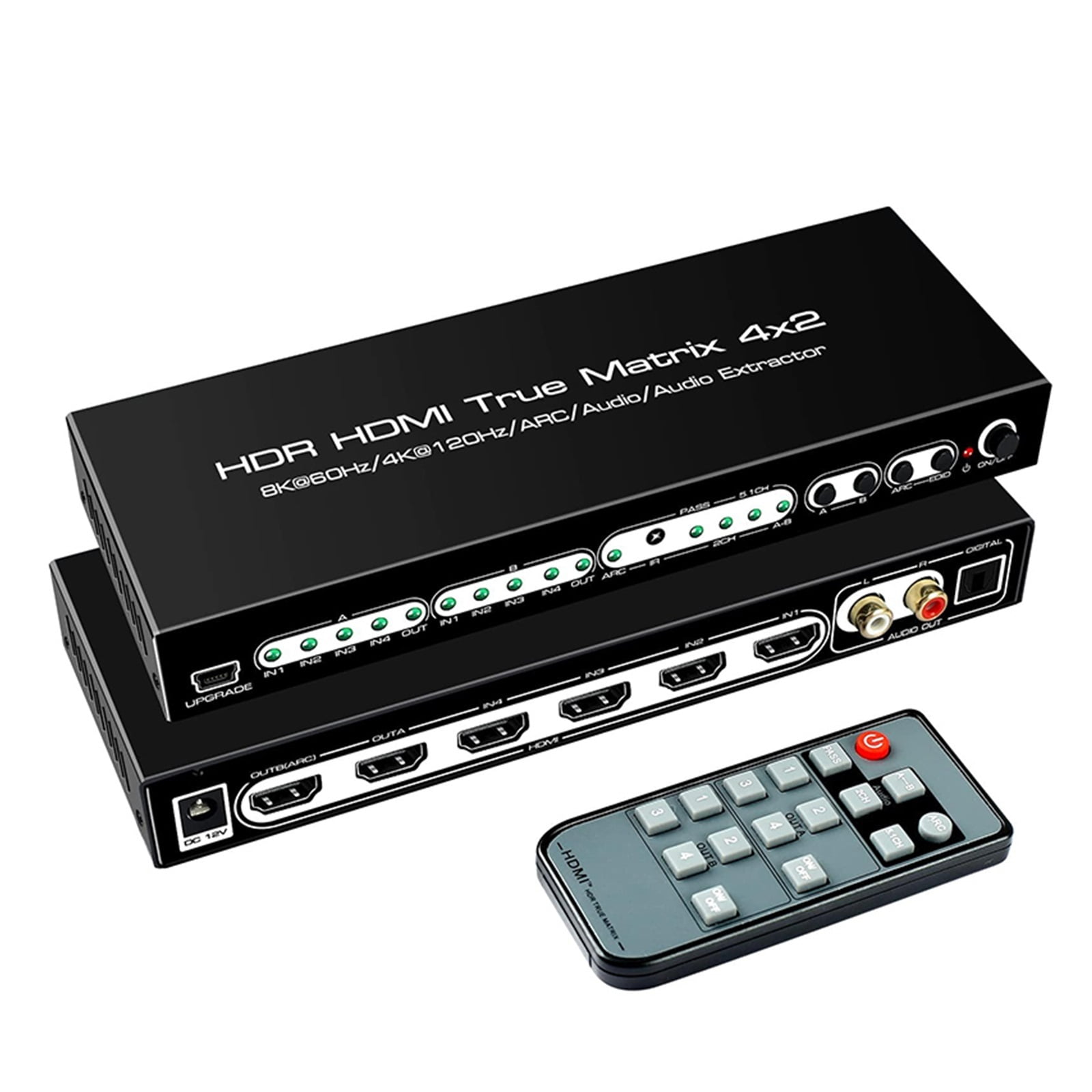 8K 2.1 Switcher Matrix,4x2 Video Splitter 4K 120Hz Extractor ARC Vision ...