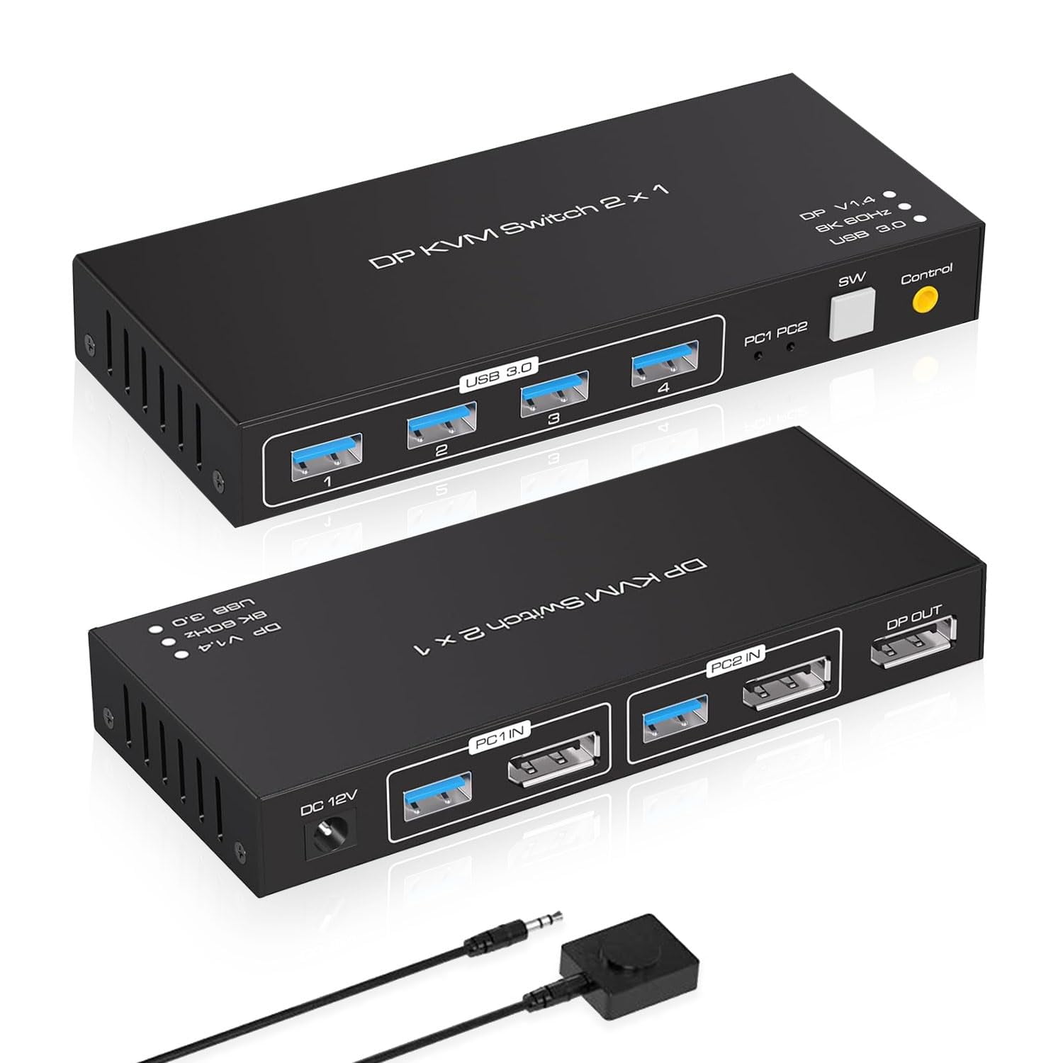 【8K 4K 144Hz】 Displayport RRF12 kvm Switch 1 2 Computers DP KVM Switch ...