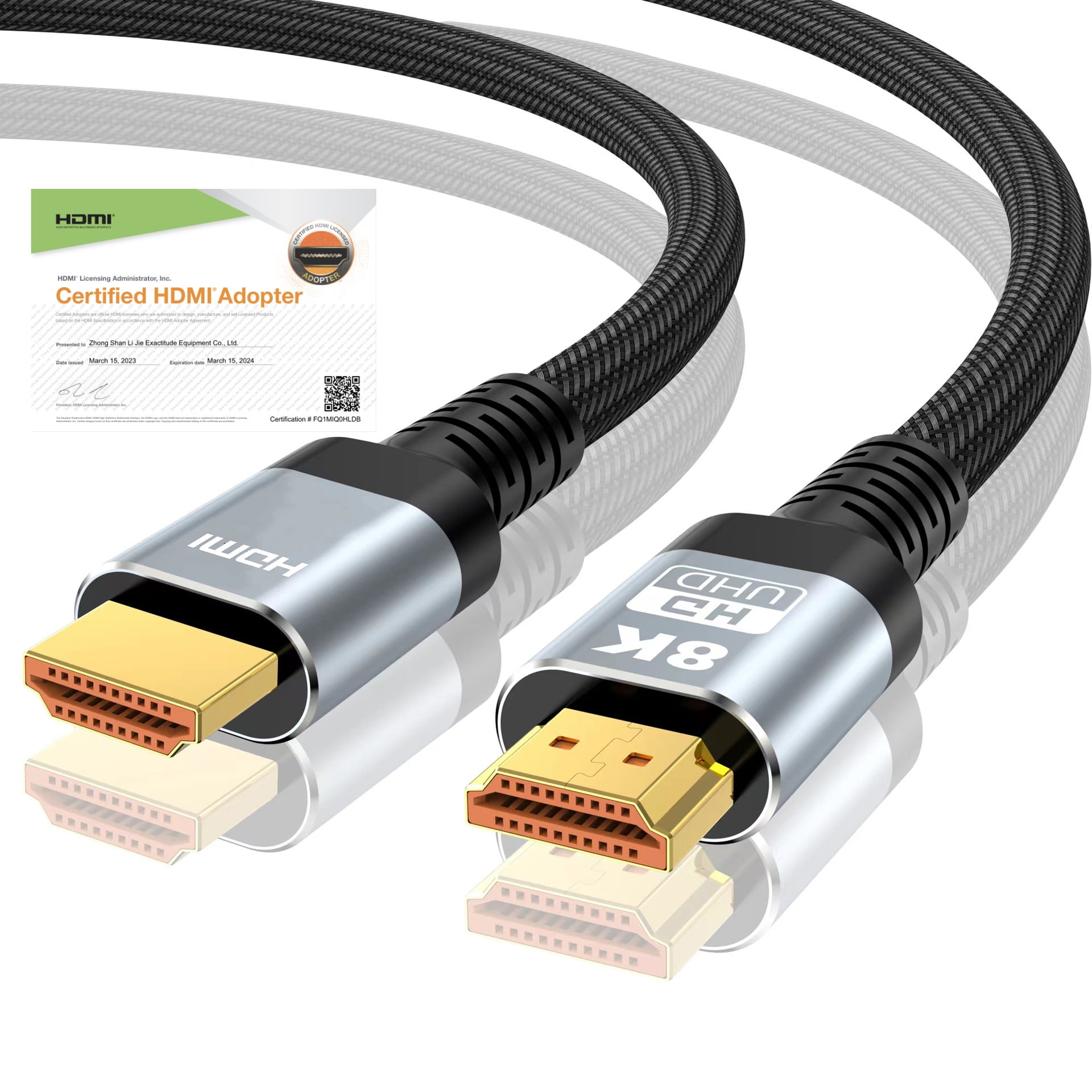 8K 60Hz HDMI Cable for TV, Computer, Monitor, Projector - High-Speed ...