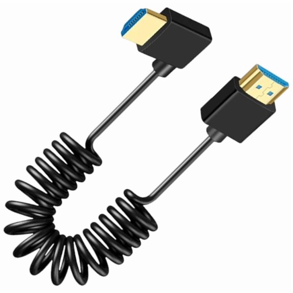 8K@60Hz UHD2.1 Spring Cable Left Bend Gold Plated Connectors Wire for ...