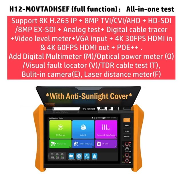 8K CCTV IPC Tester Monitor 8MP AHD TVI CVI SDI Tester Color Bar ...