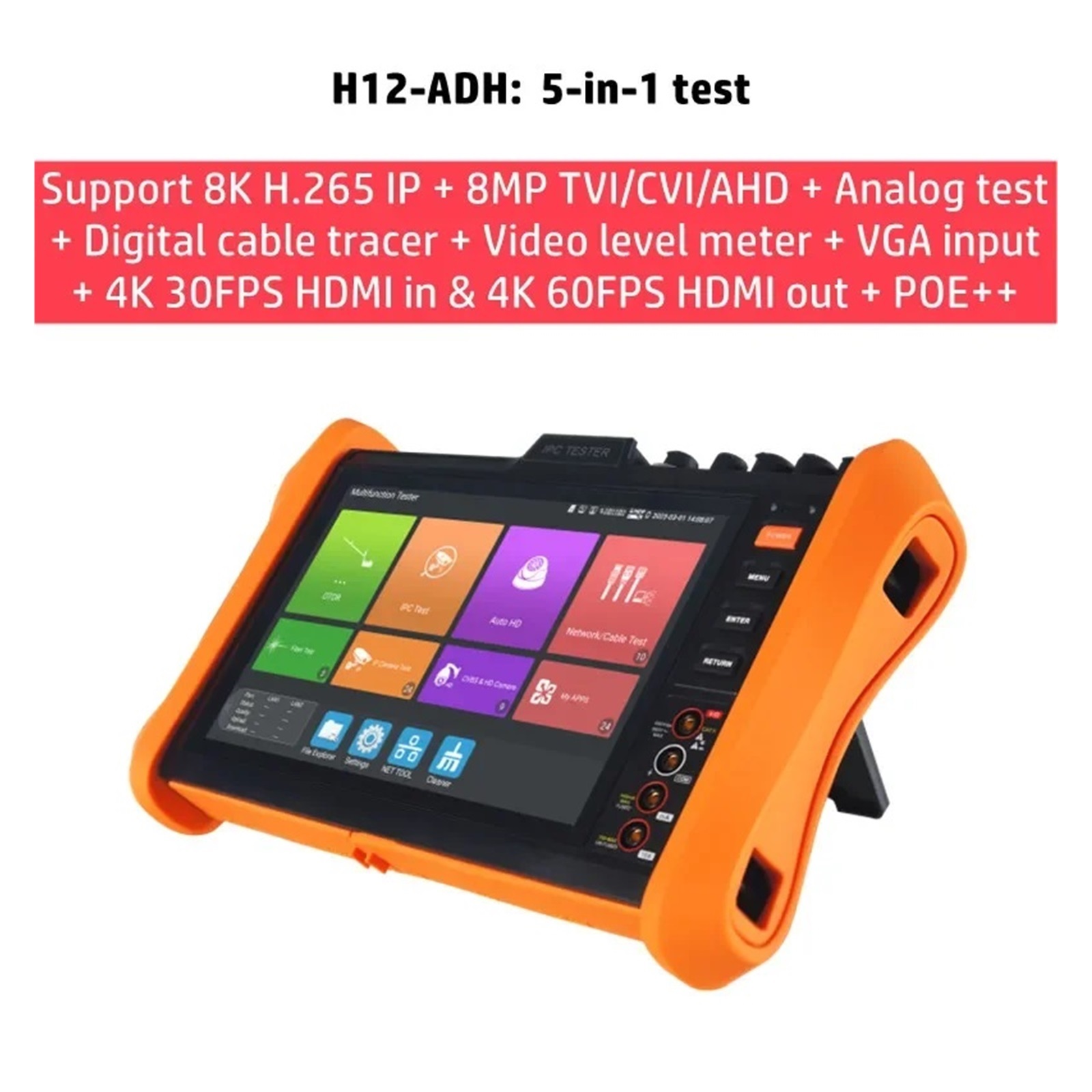 8K CCTV IPC Tester Monitor 8MP AHD TVI CVI SDI Tester Color Bar ...