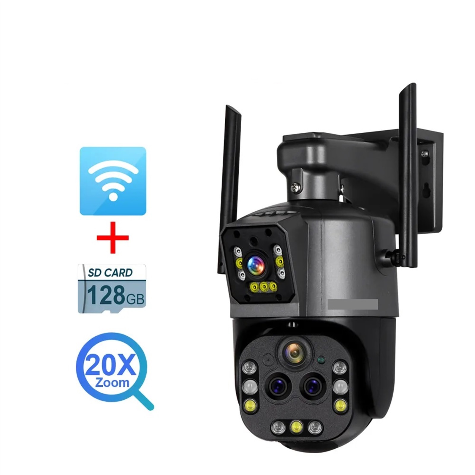 8K Camera Outdoor 20X Zoom Four Lens Dual Screen Security Cam PTZ CCTV ...