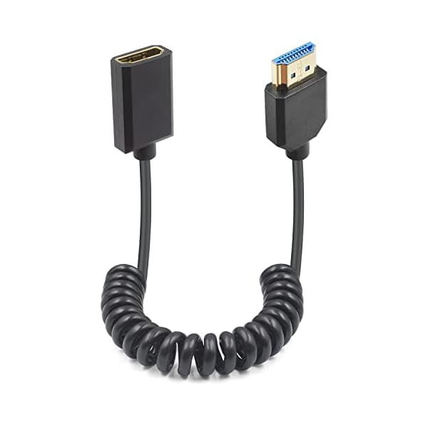 8K Coiled HDMI Extension Cable, Extreme Thin HDMI Male to Female Coiled ...