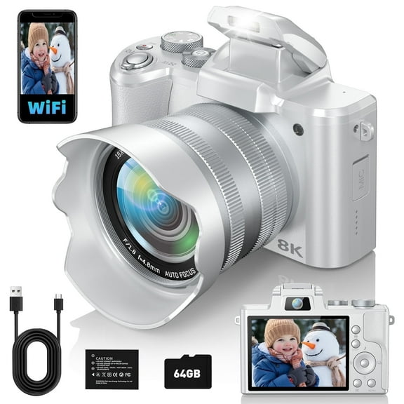 8K 88MP Digital Camera with WiFi, 16X Zoom, Touch Screen, Autofocus ...