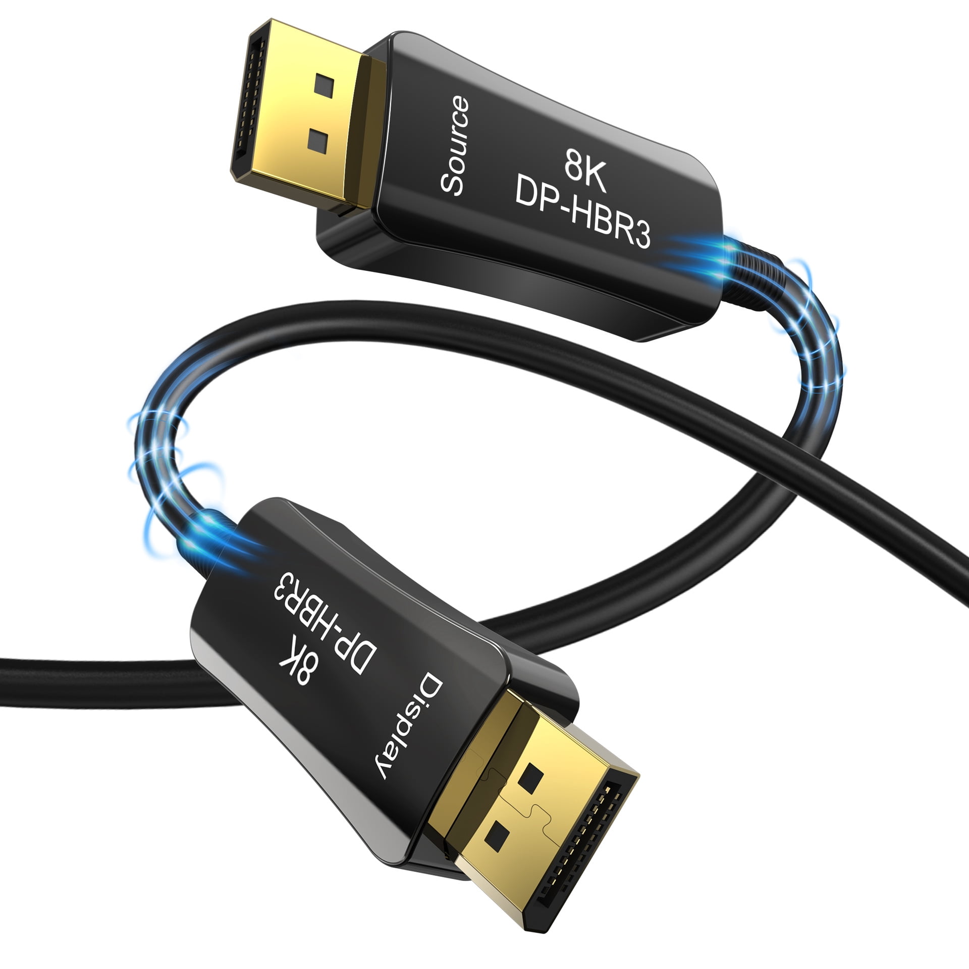 8K DisplayPort DP1.4 Optical Fiber Cable 65FT, Slim and Flexible DP to ...