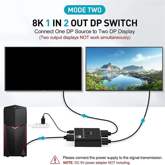 8K DisplayPort Switch 2 in 1 Out/ 1 in 2 Out Display Port DP Switch ...