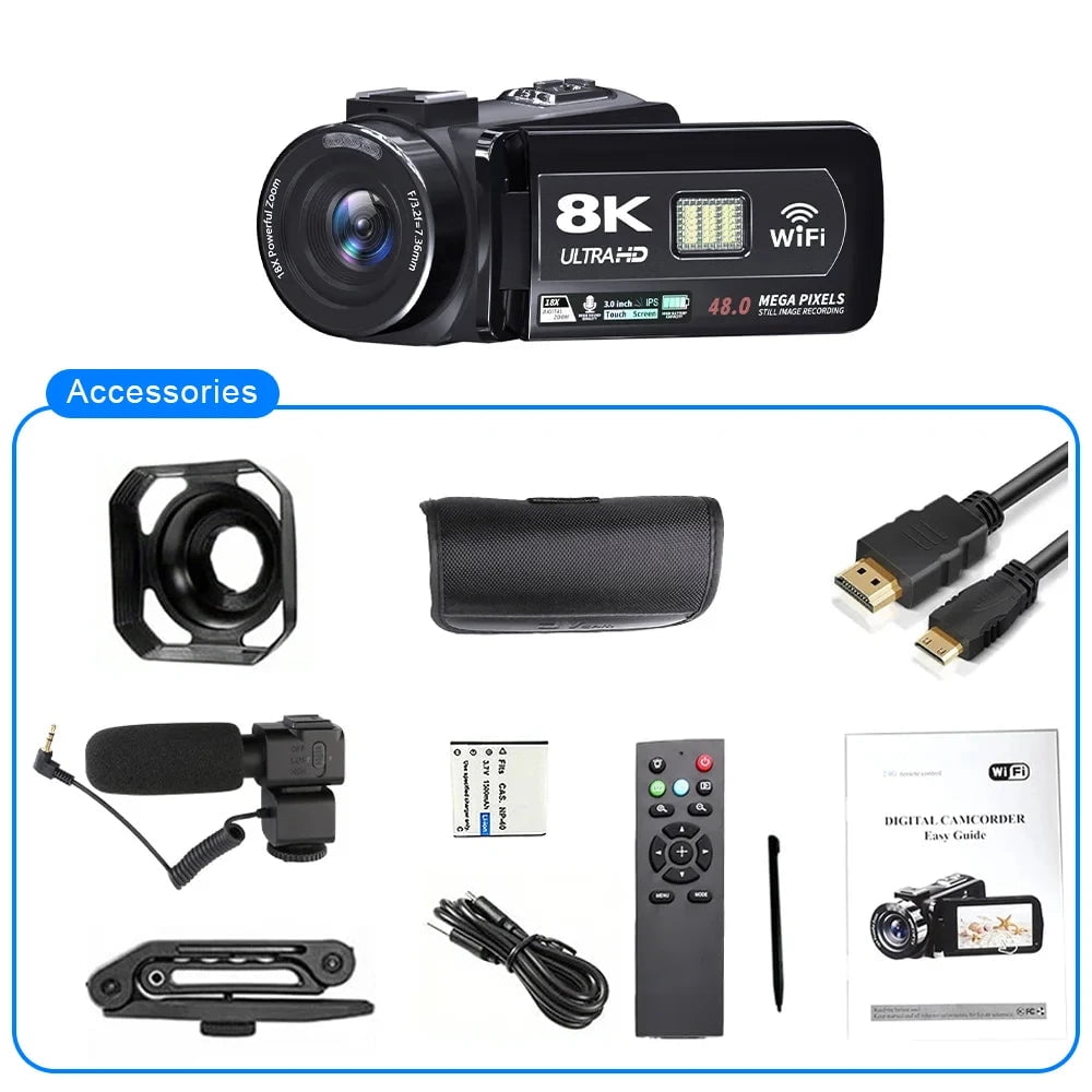 8K HD Video Camera 3 Inch LCD Touch Screen 18x Digital Zoom Camera ...