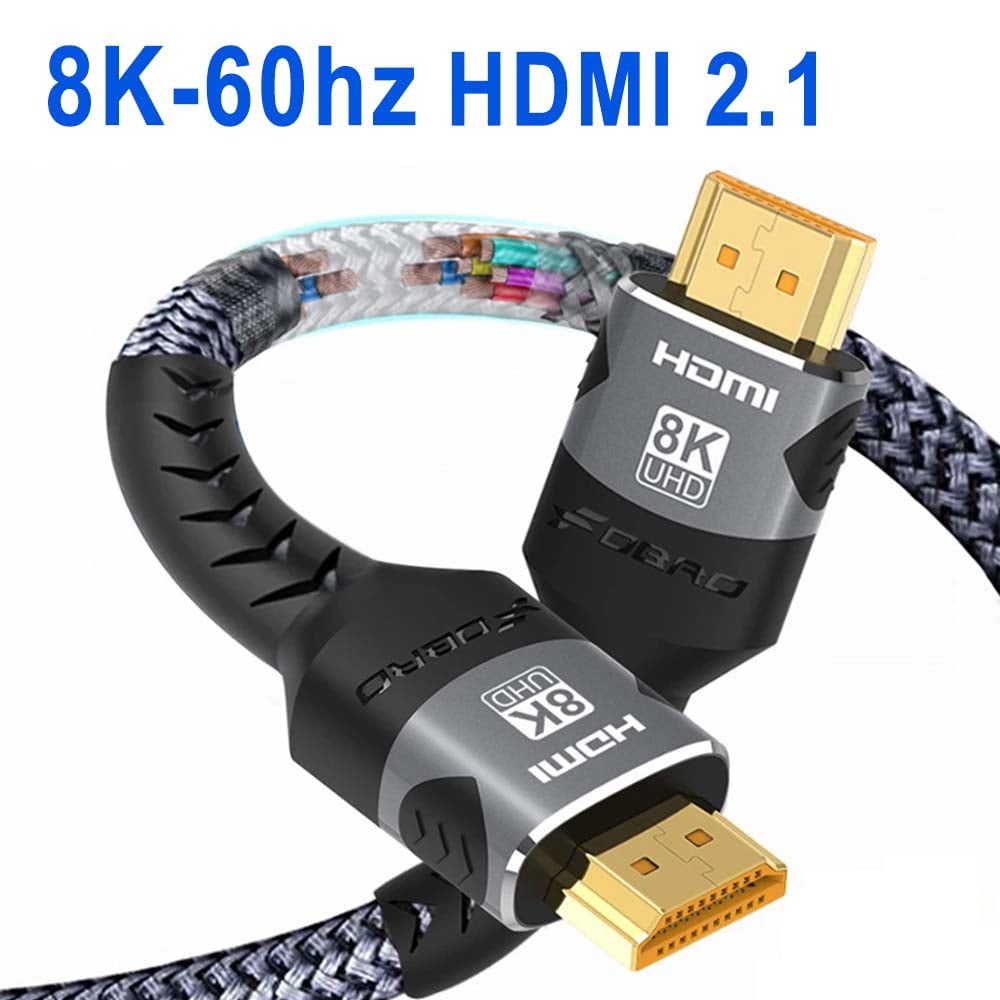 8K HDMI Cable HDMI 2.1 48Gbps 10FT/3M,High Speed HDMI Braided Cord-8K@60Hz 4K@120Hz DTS:X, HDCP ...