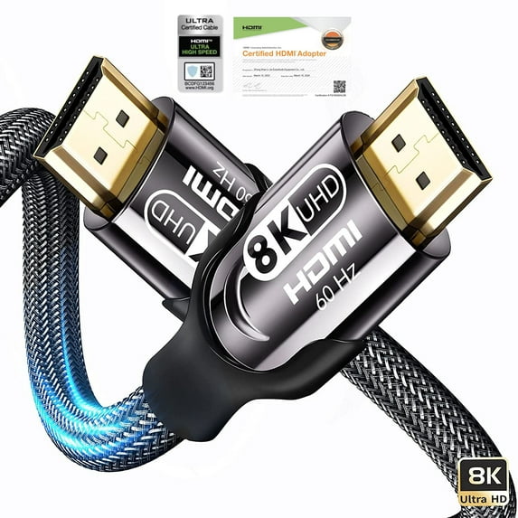 8K HDMI Cable 2.1, 6FT High-Speed 48Gbps Cord, Supports 8K@60Hz/4K ...