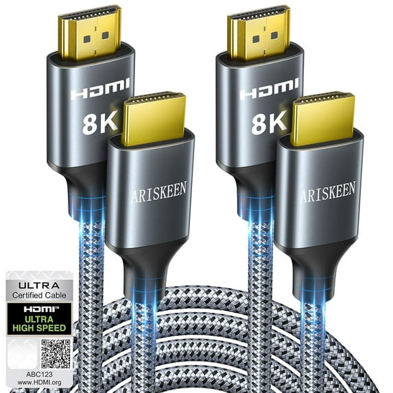 8K HDMI Cable 6FT 2-Pack, 48Gbps High Speed HDMI 2.1 Cable, 8K 60Hz, 4K ...
