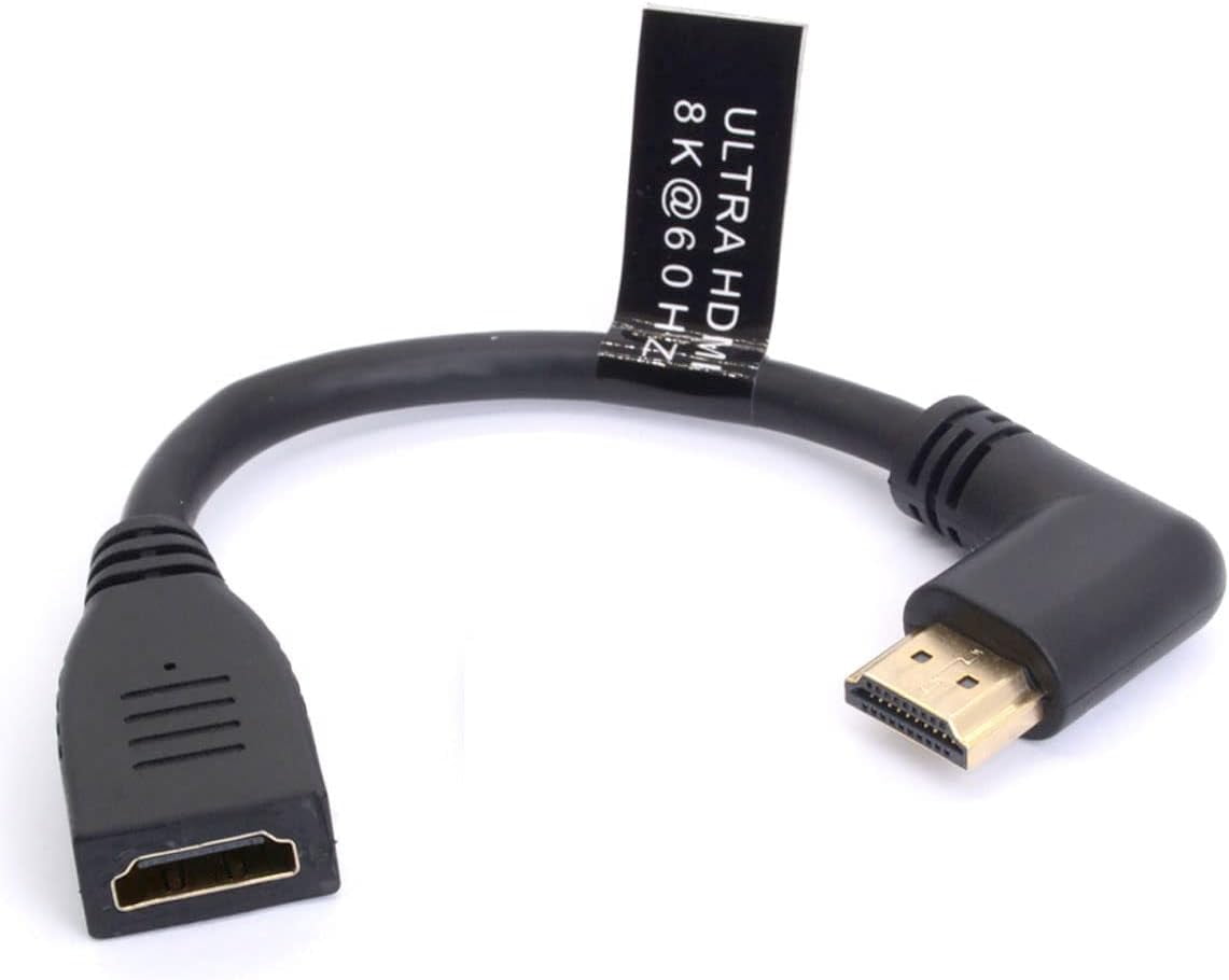 8K HDMI Extension Cable, Short HDMI 2.1 Male to Female 90 Degree Angle ...