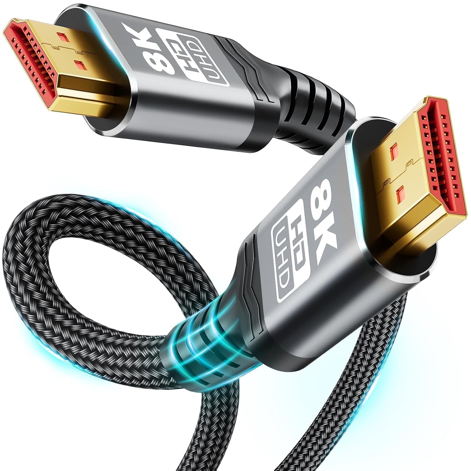 8K Long HDMI Cable 2.1, 15FT Ultra HD Cable High-Speed Lead 48Gbps ...