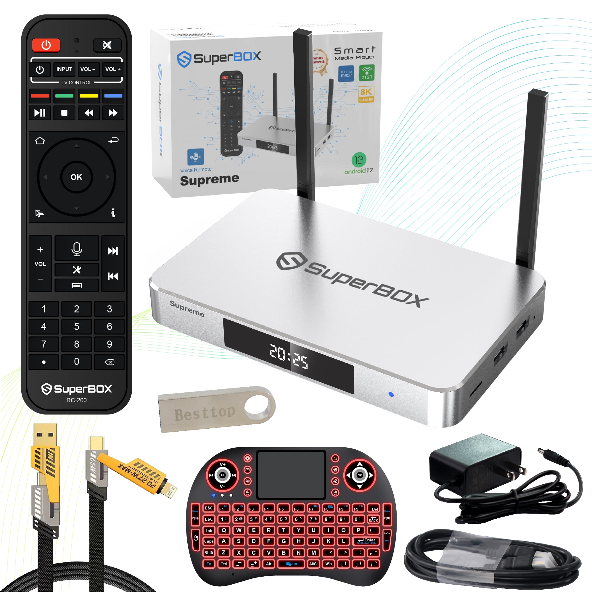 8K Supreme Superbox for TV 2025 Fully Loaded with Wireless Voice Remote ...