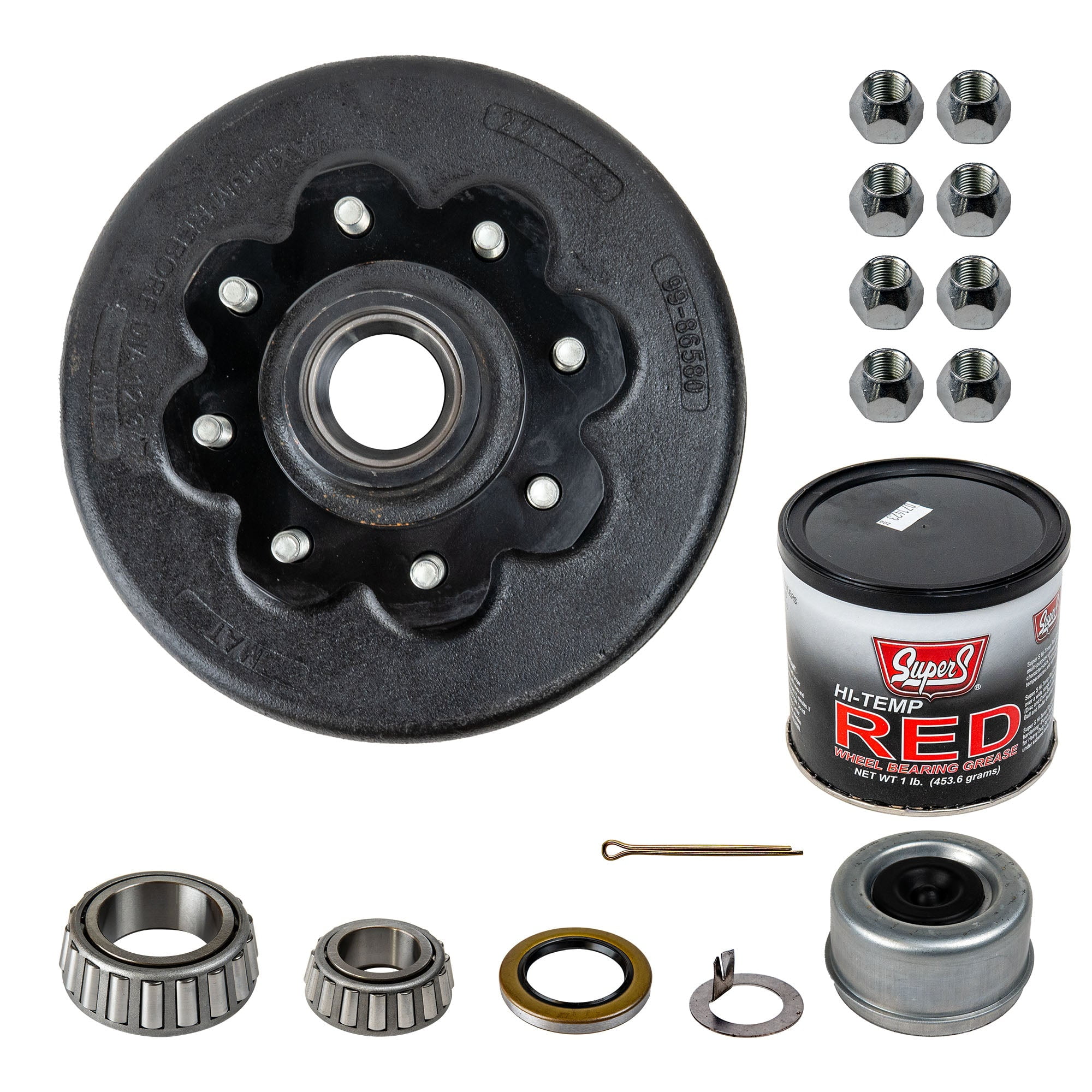 8K True TK Trailer Axle Grease Hub and Drum Assembly with Grease - 8 ...