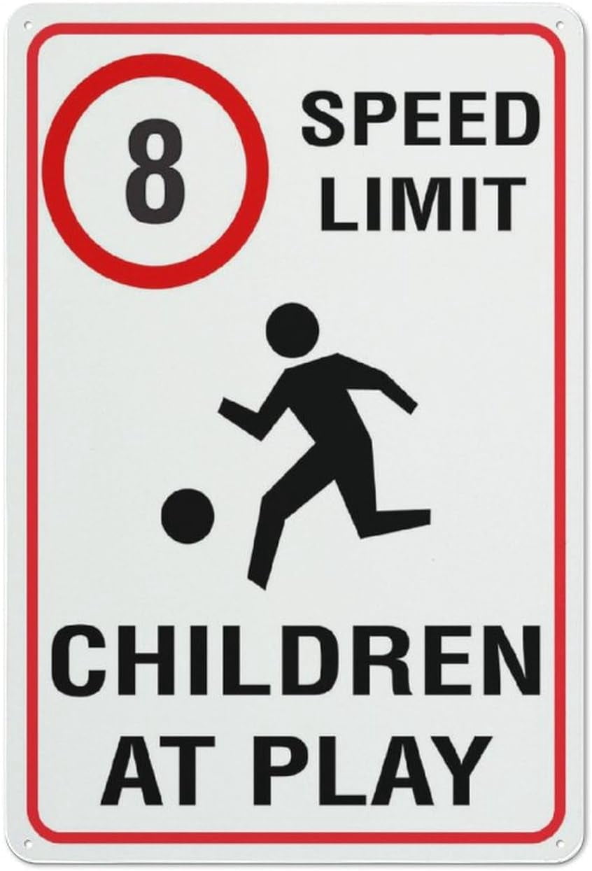 8Km Speed Limit Children At Play Sign 8 X 12 Inches Rust Free Aluminum ...